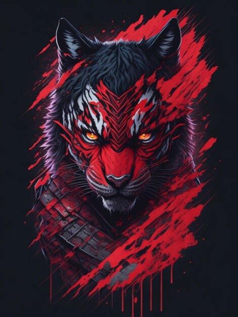 Premium AI Image Wolf Tiger Tshirt Design