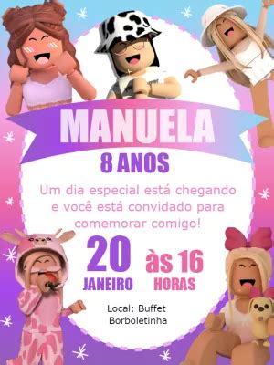 Convite Aniversário Roblox Menino Edite grátis nosso editor