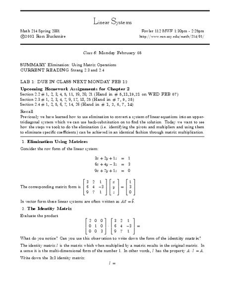 elimination using matrix operations worksheet for 11th higher ed