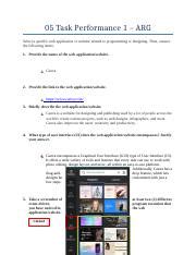 05 Task Performance 1 Docx 05 Task Performance 1 ARG Select A