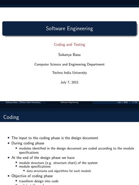Software Engineering Coding And Testing Pdf Software Testing