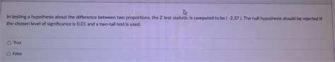 Solved In Testing A Hypothesis About The Difference Between Chegg