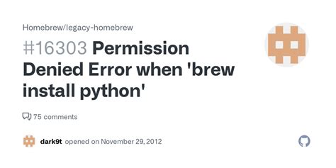 Permission Denied Error When Brew Install Python · Issue 16303 · Homebrewlegacy Homebrew