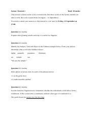 Syntax Tutorial Docx Syntax Tutorial Total Marks This Tutorial Is Based On The Work