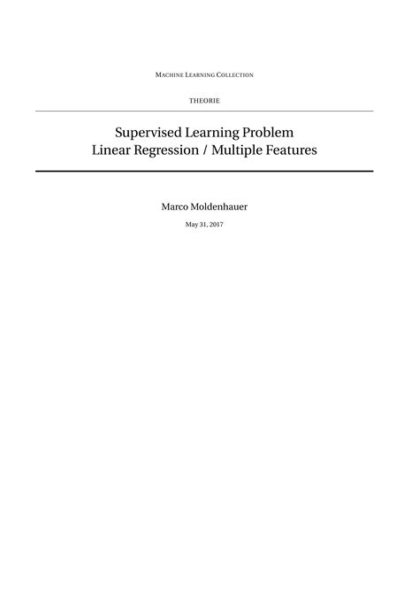 X02 Supervised Learning Problem Linear Regression Multiple Features Pdf