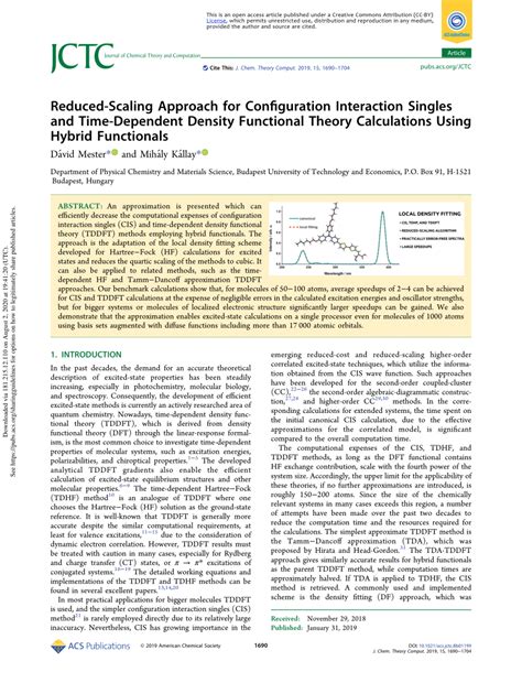 Pdf Reduced Scaling Approach For Cis And Time Dependent Dft