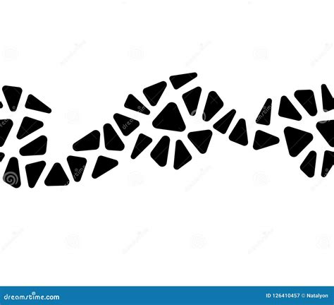 Black And White Triangle Shape Mosaic Geometric Seamless Border Pattern