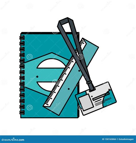 Notepad And Rule Document With Company Emblem Print Stock Illustration