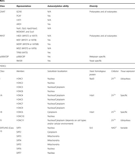Classification And Properties Of Lysine Acetyltransferases And Histone