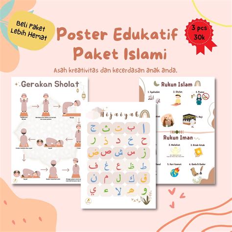 Jual Poster Paket Hemat Paket Sholat Hijaiyah Rukun Islam Rukun Iman Shopee Indonesia