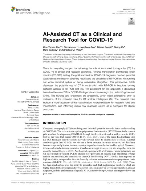 Pdf Ai Assisted Ct As A Clinical And Research Tool For Covid 19