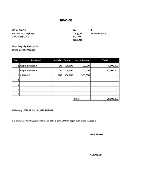 Invoice Excel Pdf