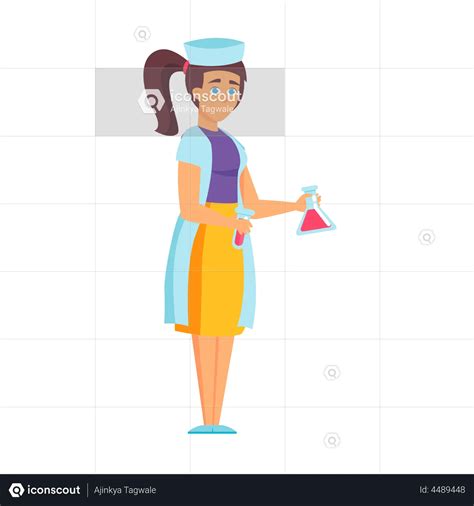 Female Lab Researcher Doing Research Animated Icon Download In Json