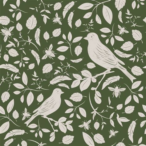 Seamless Floral Pattern With Birds Stock Vector Illustration Of