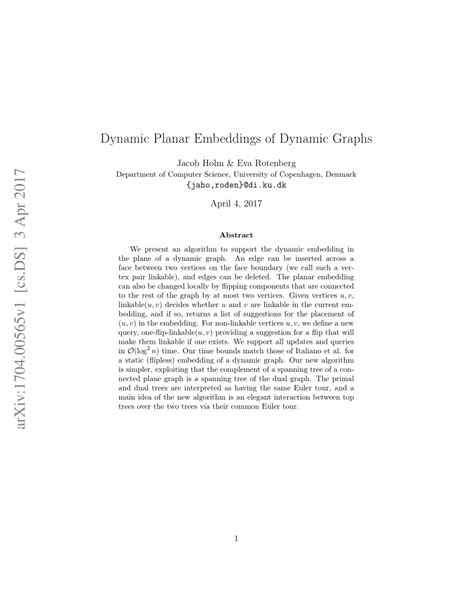 Pdf Dynamic Planar Embeddings Of Dynamic Graphs