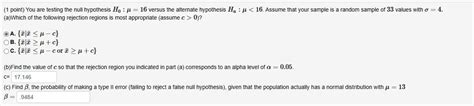 Solved 1 Point You Are Testing The Null Hypothesis Chegg