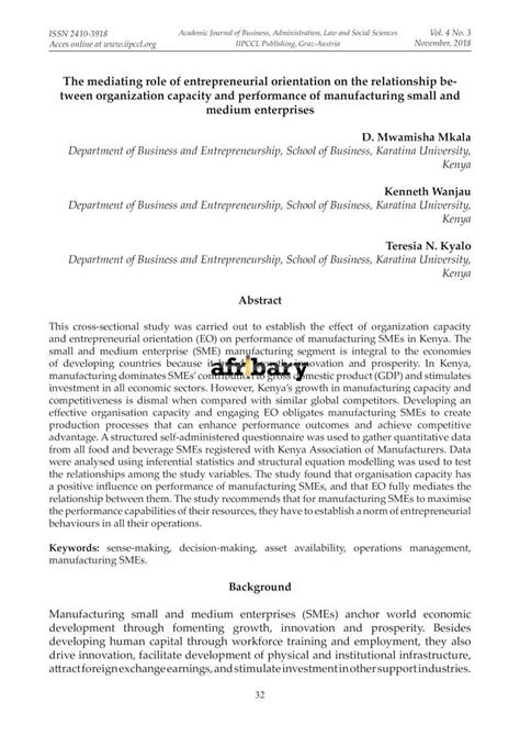 The Mediating Role Of Entrepreneurial Orientation On The Relationship Between Organization
