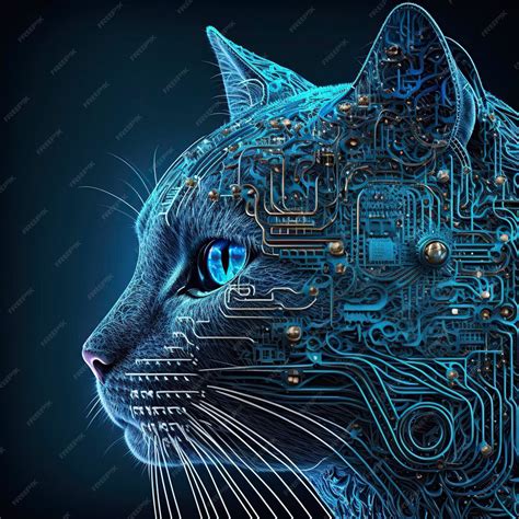Premium Photo Illustration Neural Network Of A Cat Brain With Big Data Generative Ai