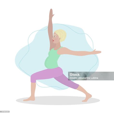 요가를 하는 임산부 평면 만화 스타일의 그림 건강한 생활 방식 스포츠 운동에 대한 개념 그림 가냘픈에 대한 스톡 벡터 아트 및 기타 이미지 Istock