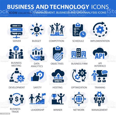 비즈니스 데이터 분석 조직 관리 및 기술 아이콘 세트입니다 팀워크 전략 계획 마케팅 클라우드 기술 데이터 분석 직원 아이콘 세트 아이콘 벡터 컬렉션 감시에 대한 스톡 벡터