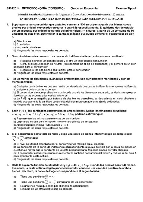 Examen S2022 mod A Microeconomía Consumo Studocu
