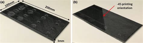 cfrp 3d printed samples a back side view of the back drilled sample b