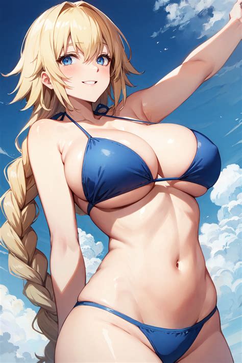 Rule 34 1girls Ai Generated Beach Bikini Blonde Hair Blue Eyes Braided Hair Breasts Cleavage
