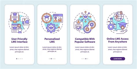 Premium Vector Learning Management System Features Onboarding Mobile App Screen