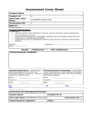 SITXHRM002 Roster Staff Docx Assessment Cover Sheet Student Name GI