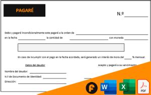 Pagaré formato Plantillas Excel Word PDF 2024 Plantilla Pagare En