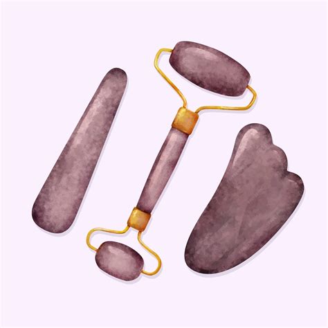 비취 롤러와 구아 샤 그림 무료 벡터