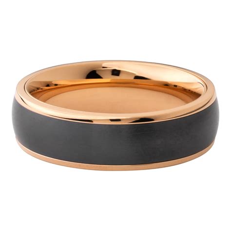 Lashbrook® Mens Black Zirconium And 14k Rose Gold Wedding Band