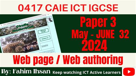 Igcse Ict 0417 P32 2024 May June Webpage Youtube