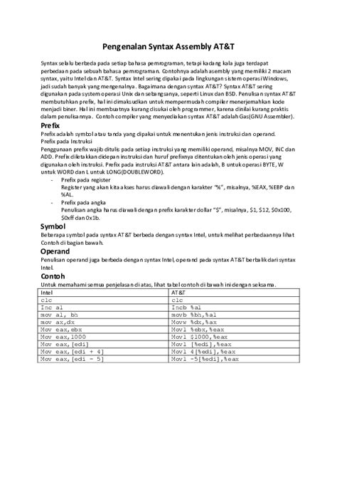 Doc Pengenalan Syntax Assembly At