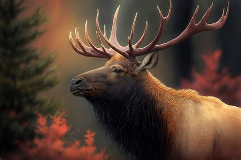 Premium Ai Image Moose With Big Antlers In Imposing Pose Background