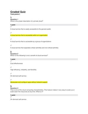 Io T Quiz A Iot Ungraded Quiz Total Points Question This Is A Technology That