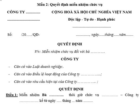 Mẫu quyết định miễn nhiệm cán bộ viên chức mới nhất hiện nay