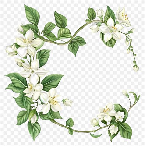 White Jasmine Flowers Jasmine Flower Border Decoration Illustration