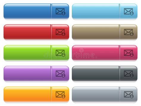 Mail Sender Icons On Color Glossy Rectangular Menu Button Stock Vector Illustration Of