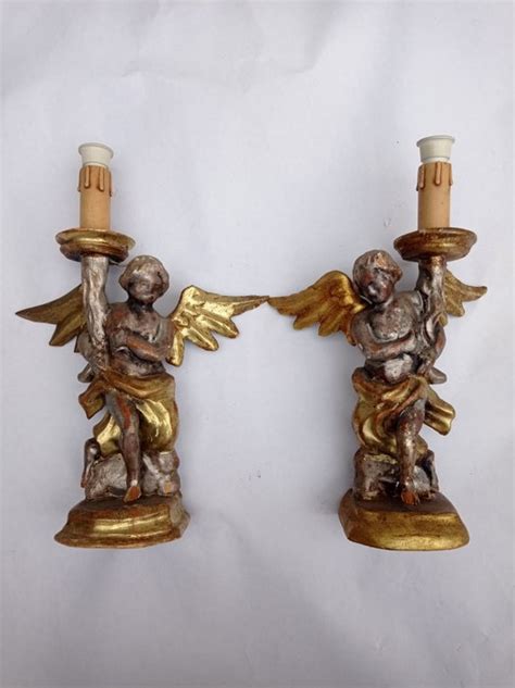 Angels Holding Candles 2 Baroque Softwood 19th Catawiki