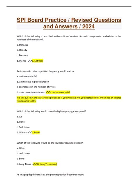 Spi Board Practice Revised Questions And Answers 2024 Spi Board