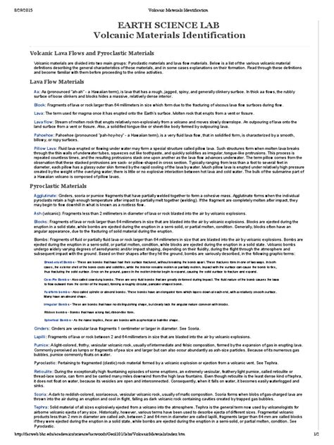 Volcanic Materials Identification Pdf Lava Volcano