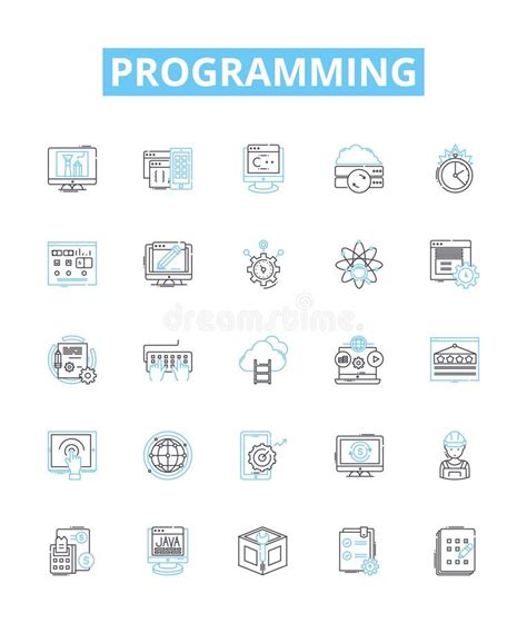 Programming Vector Line Icons Set Programming Coding Scripting Coding Language Algorithm