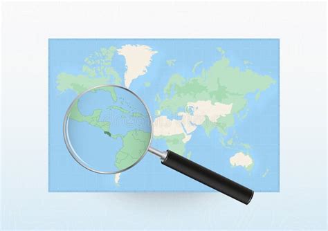 Mapa Del Mundo Con Una Lupa Dirigida A Costa Rica Buscando Costa Rica