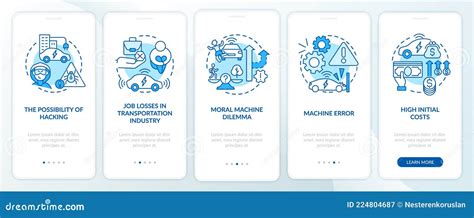 Driverless Cons Onboarding Mobile App Page Screen Stock Vector Illustration Of Instructions