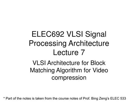 Ppt Elec Vlsi Signal Processing Architecture Lecture Powerpoint