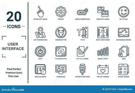 Terface Linear Icon Set Stock Vector Illustration Of Back