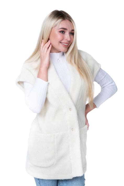 Женский жилет WOOL из овечьей шерсти цвет ВАНИЛЬ БЕЛЫЙ оптом, размеры ...