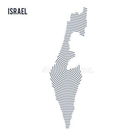 vector abstract hatched map of israel with spiral lines isolated on a