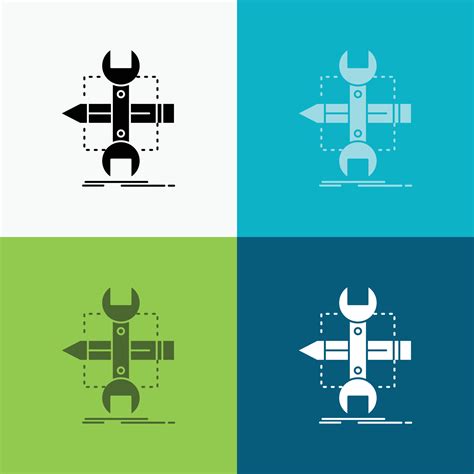 Build Design Develop Sketch Tools Icon Over Various Background Glyph Style Design Designed